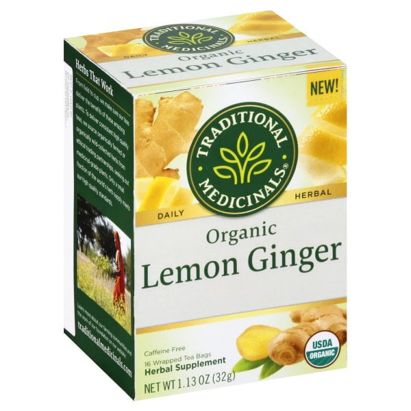 Traditional Medicinal Lemon Ginger, Caffeine-Free Tea Bags, 16 Count ...