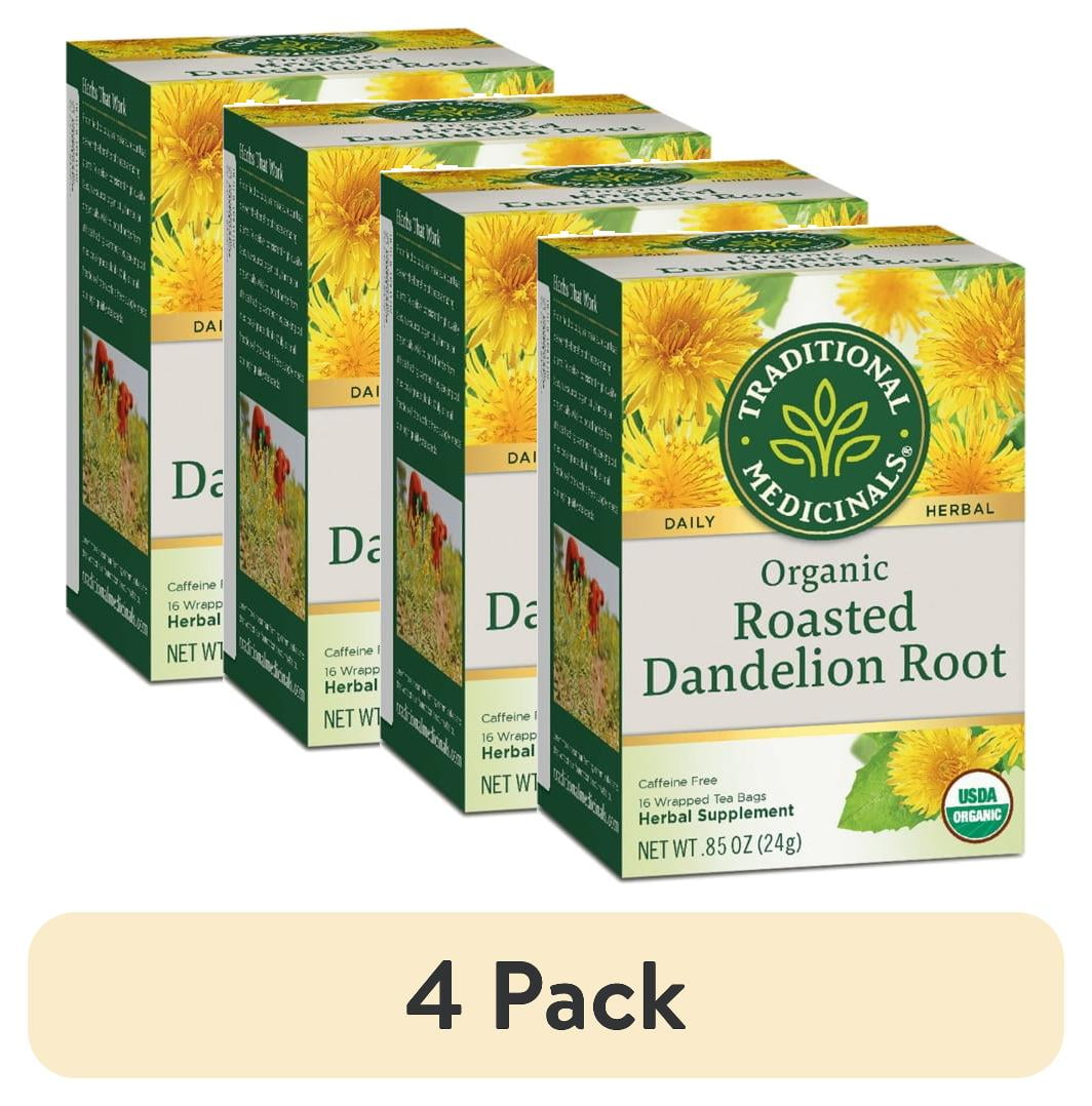 (4 pack) Traditional Medicinals, Organic Roasted Dandelion Root, Tea ...