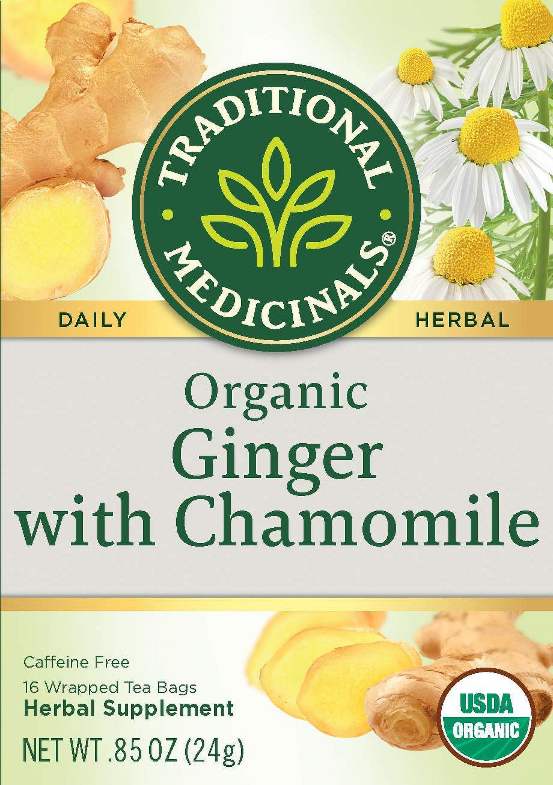 Organic Ginger Chamomile Tea, Caffeine Free, 16 Bags, 4 Pack - Walmart ...