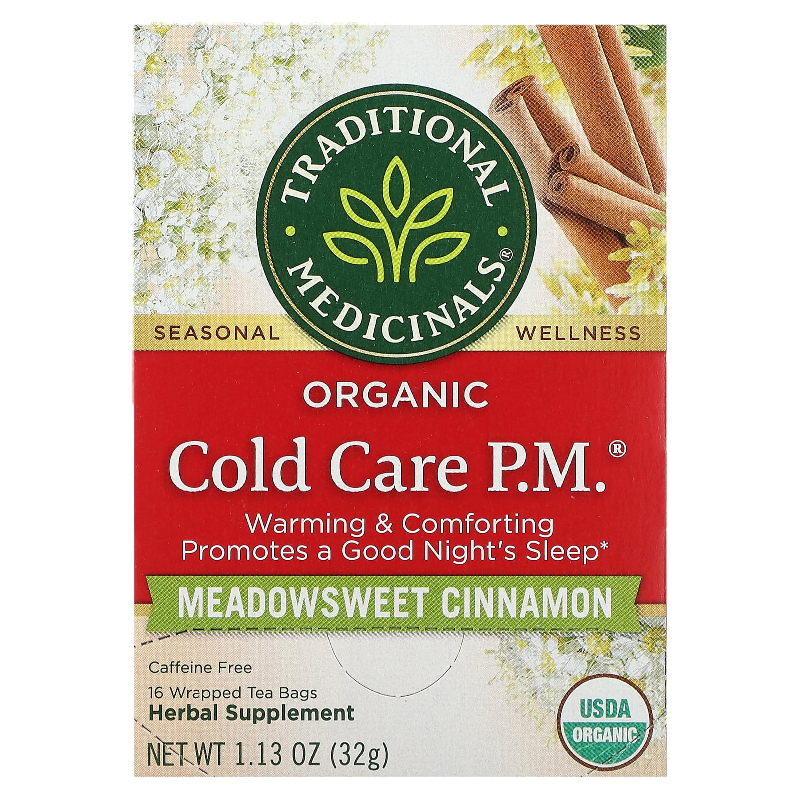 Traditional Medicinals - Organic Cold Care PM Meadowsweet Cinnamon - 16 ...