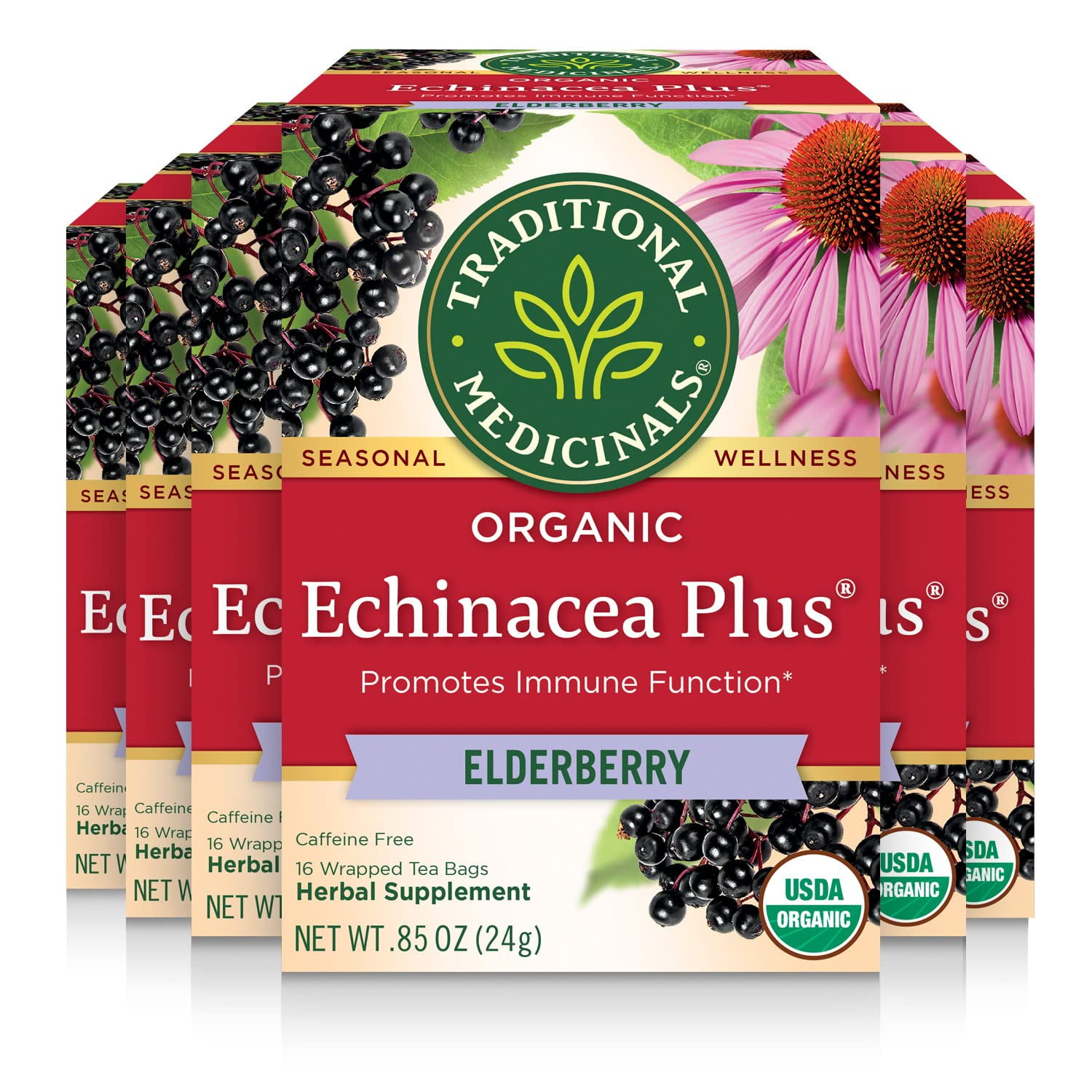 Traditional Medicinals Organic Echinacea Plus Elderberry Seasonal Tea ...