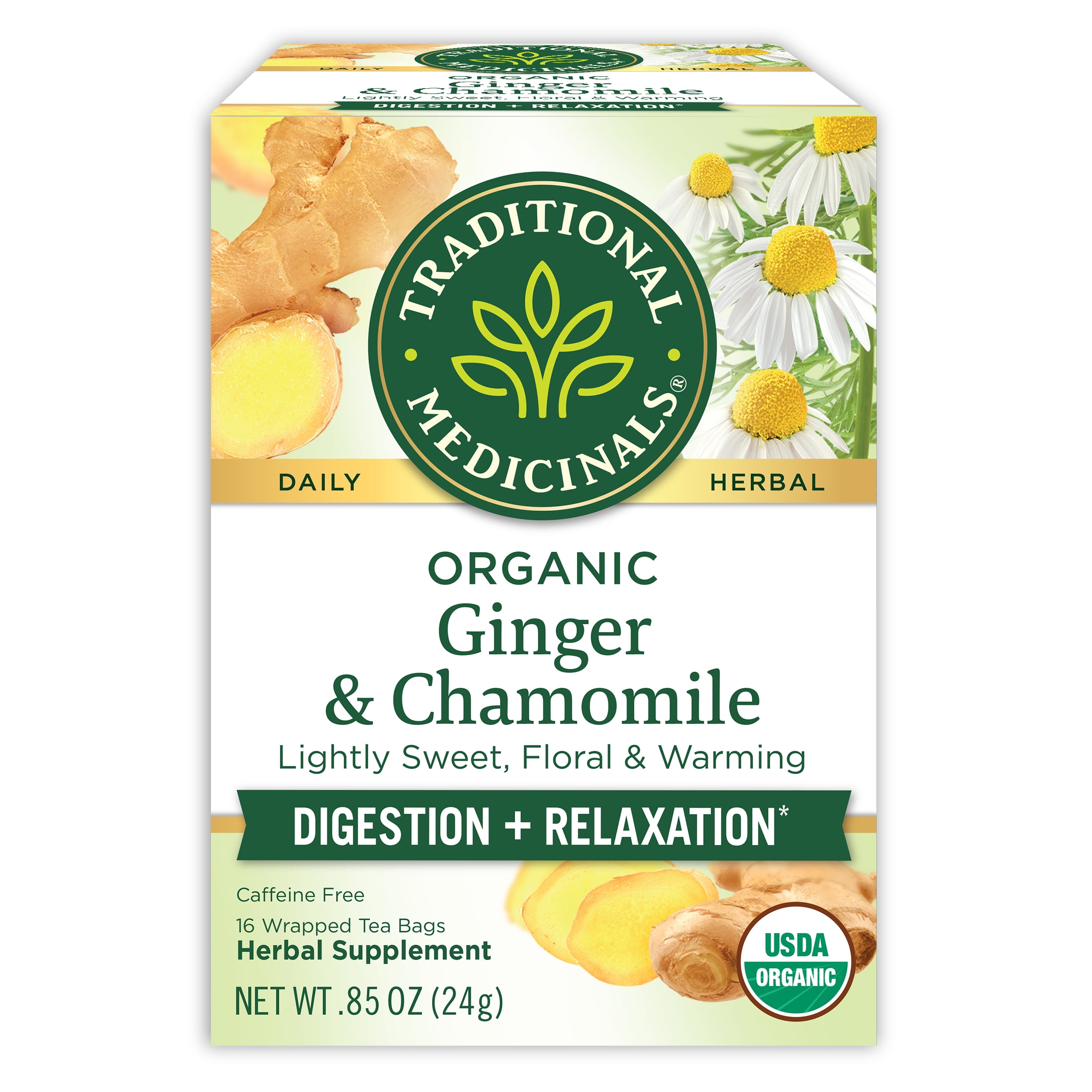 Traditional Medicinals Organic Ginger Chamomile Herbal Tea Bags 16 ct ...