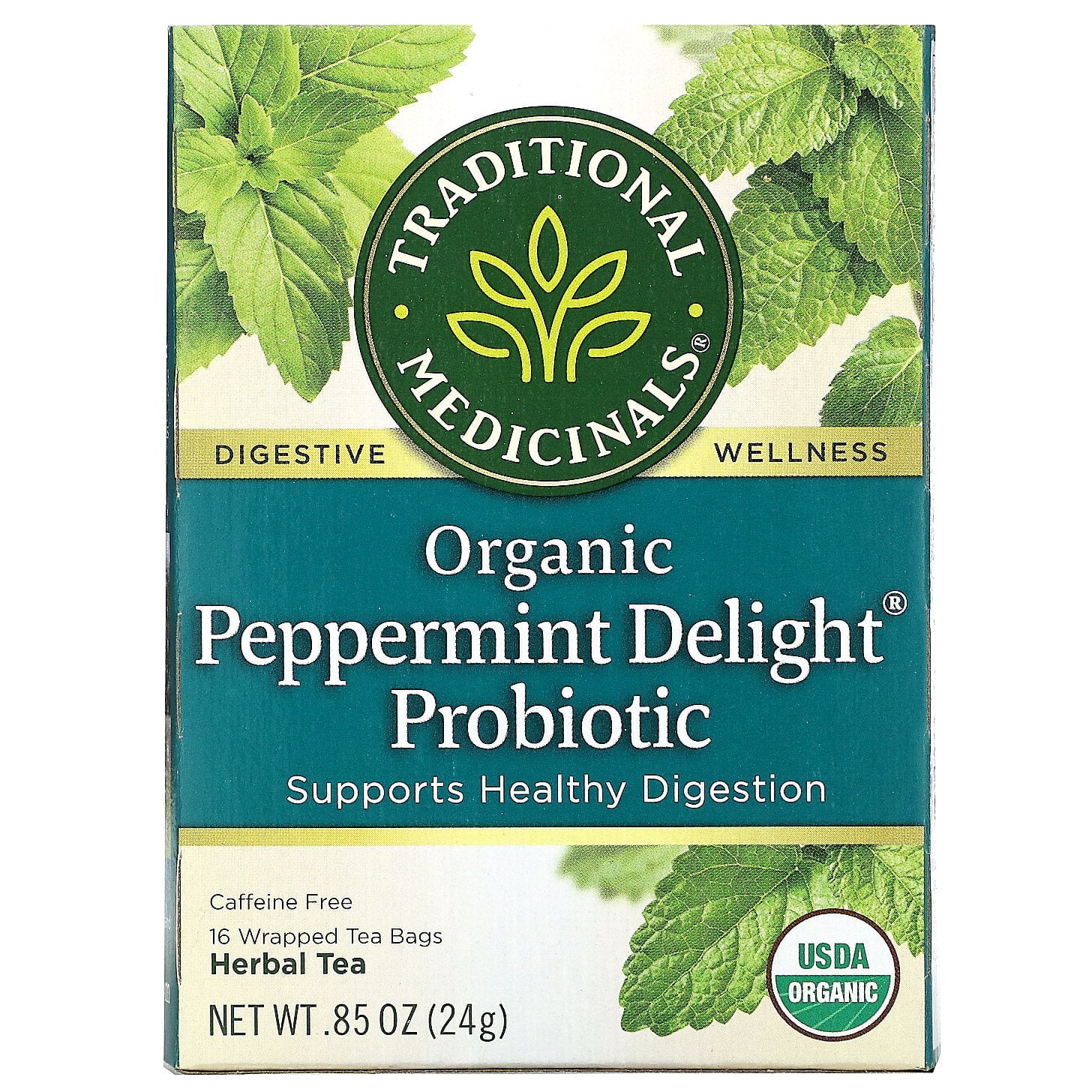 Traditional Medicinals Organic Probiotic Tea Triple Mint 16 Tea Bags ...