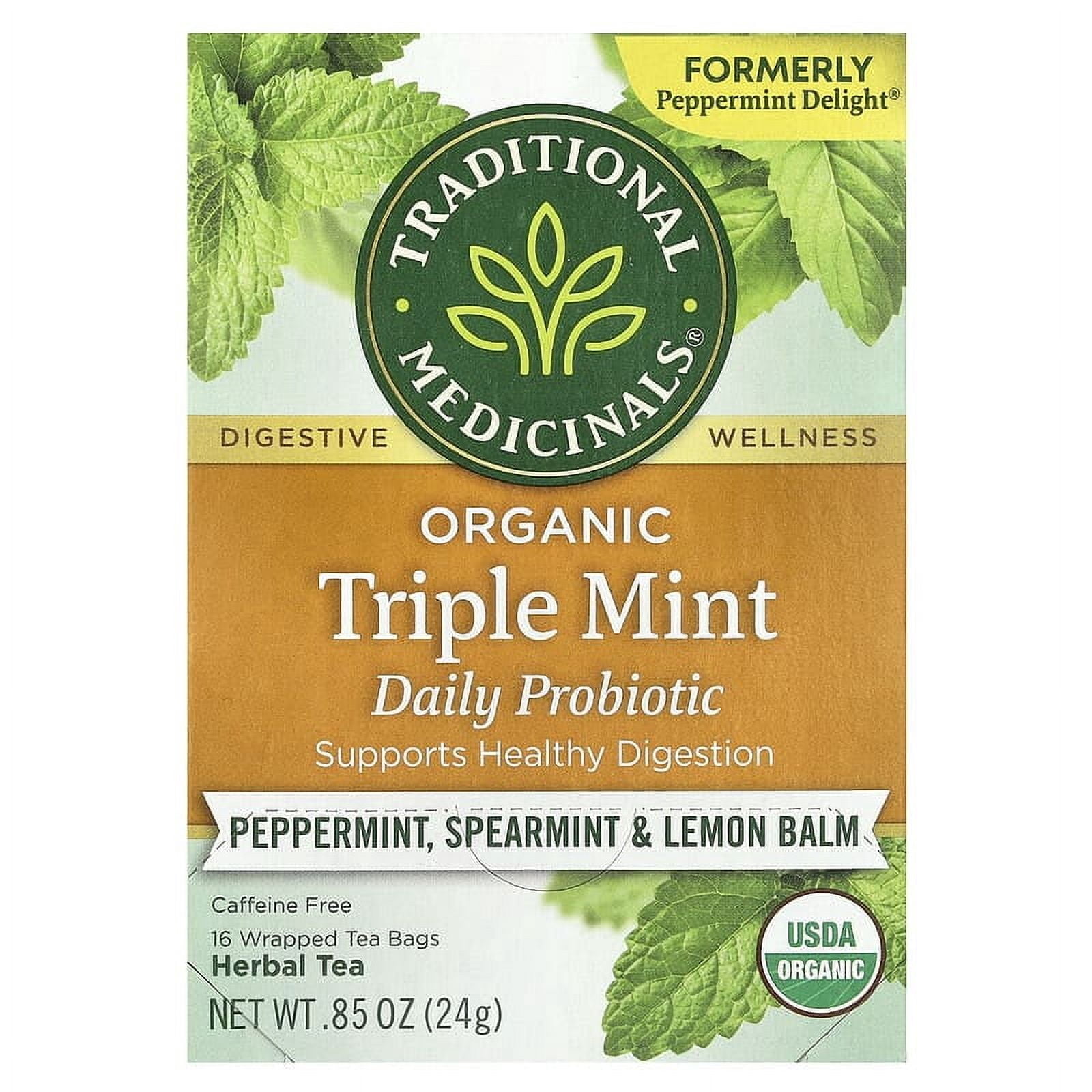 Traditional Medicinals Organic Peppermint Delight Probiotic Tea 16 Tea ...