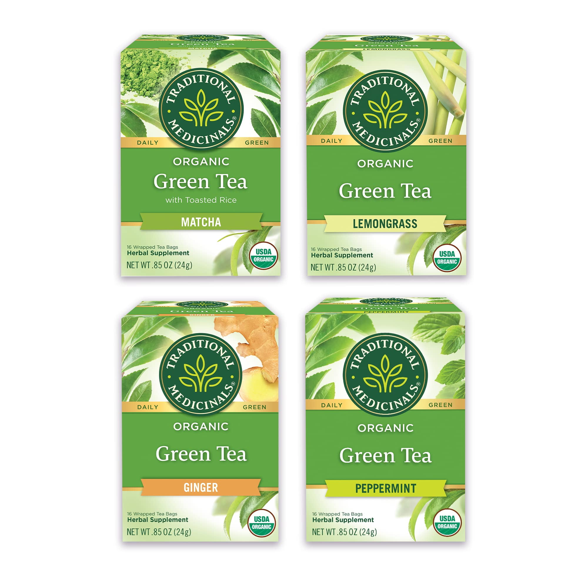 Traditional Medicinals Tea, Organic Herbal Green Tea Variety Pack ...