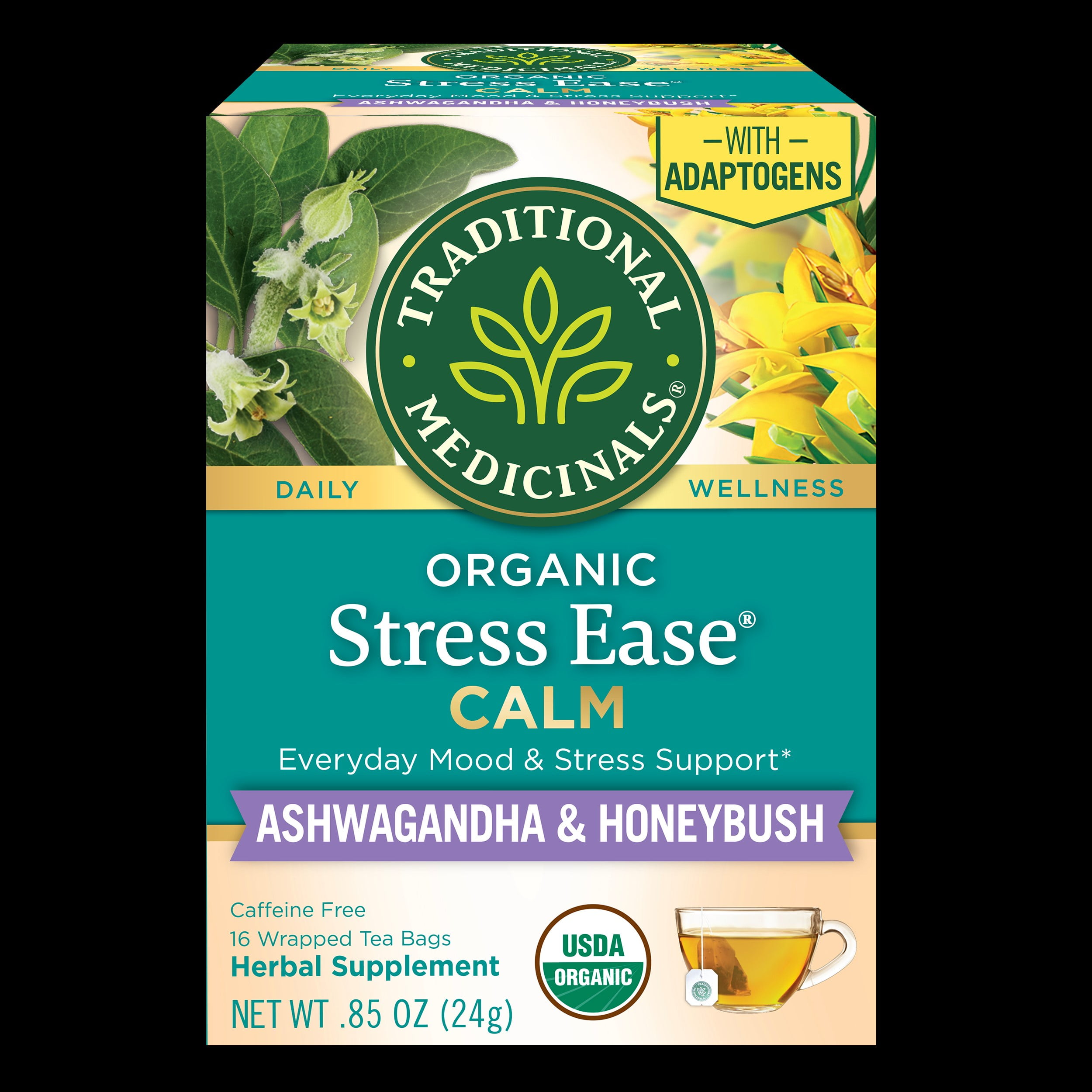 Traditional Medicinals Tea, Organic Stress Ease Calm, Tea Bags, 16 ...