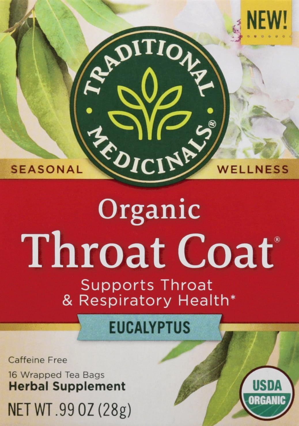 Traditional Medicinals Tea, Organic Throat Coat Eucalyptus, Throat And ...