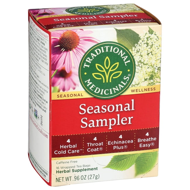 Traditional Medicinals Tea, Seasonal Sampler, Tea Bags, 16 Count ...
