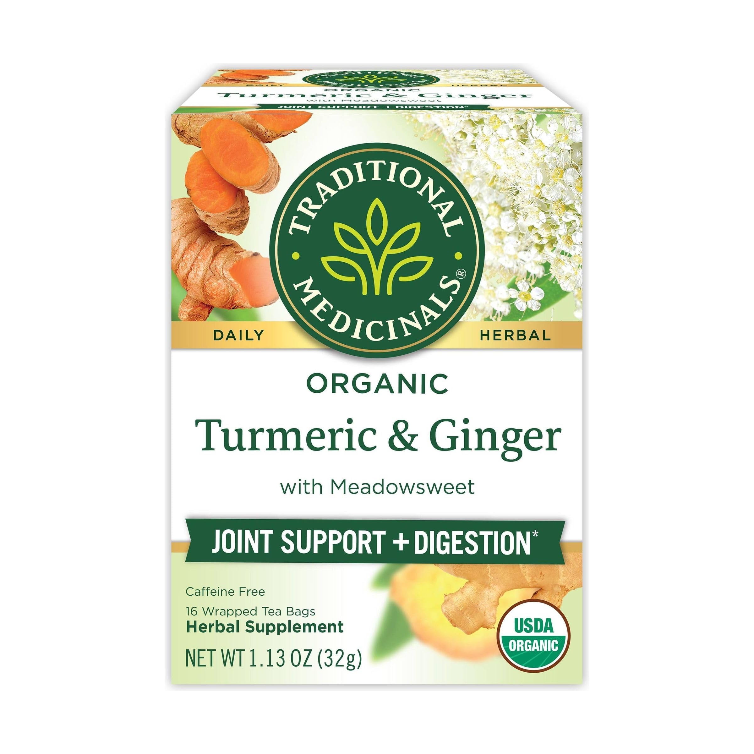 Traditional Medicinals Tea Turmeric Meadowsweet & ginger,16 count ...