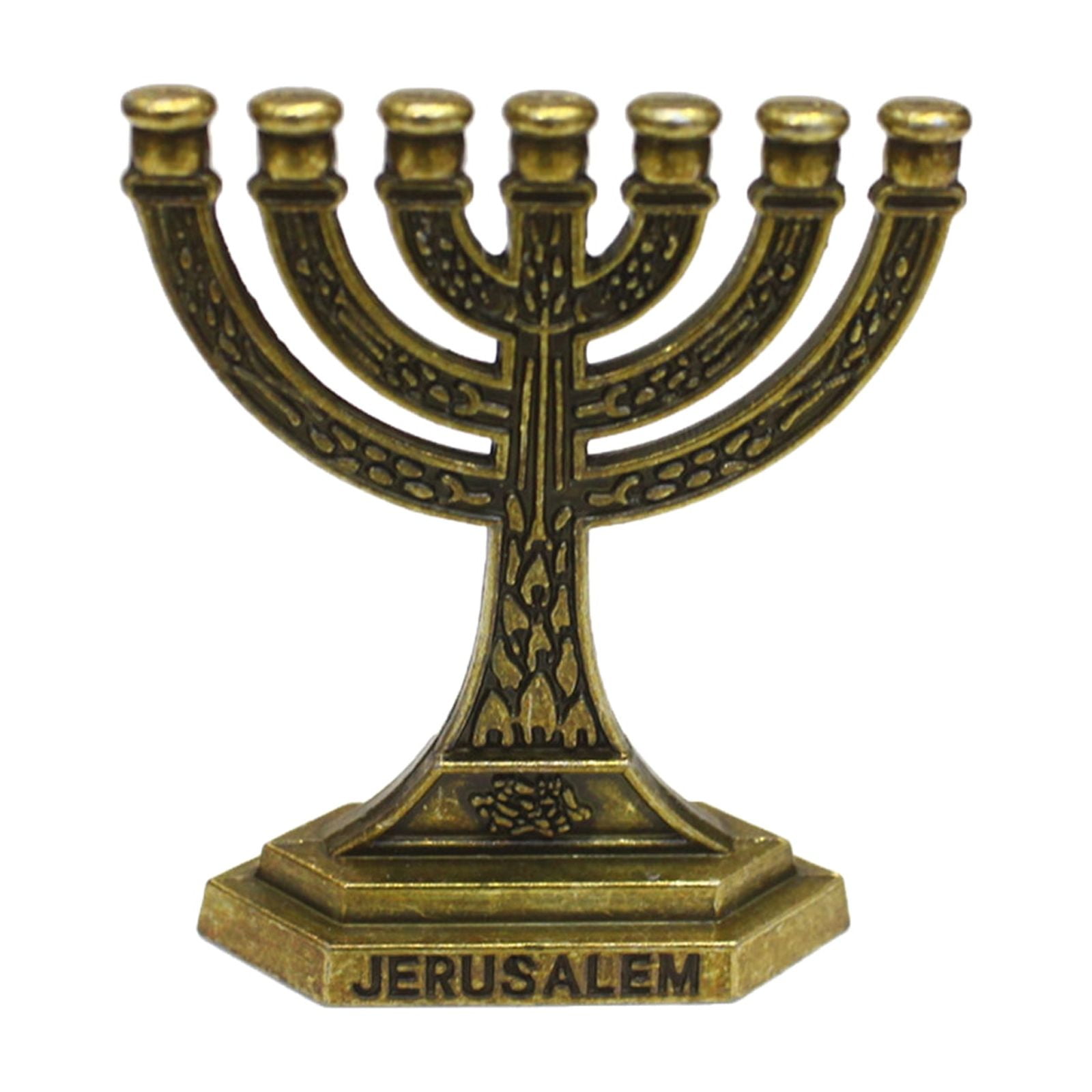 Traditional Menorah 7 Branch Candlestick Jerusalem Temple Holder 12 ...