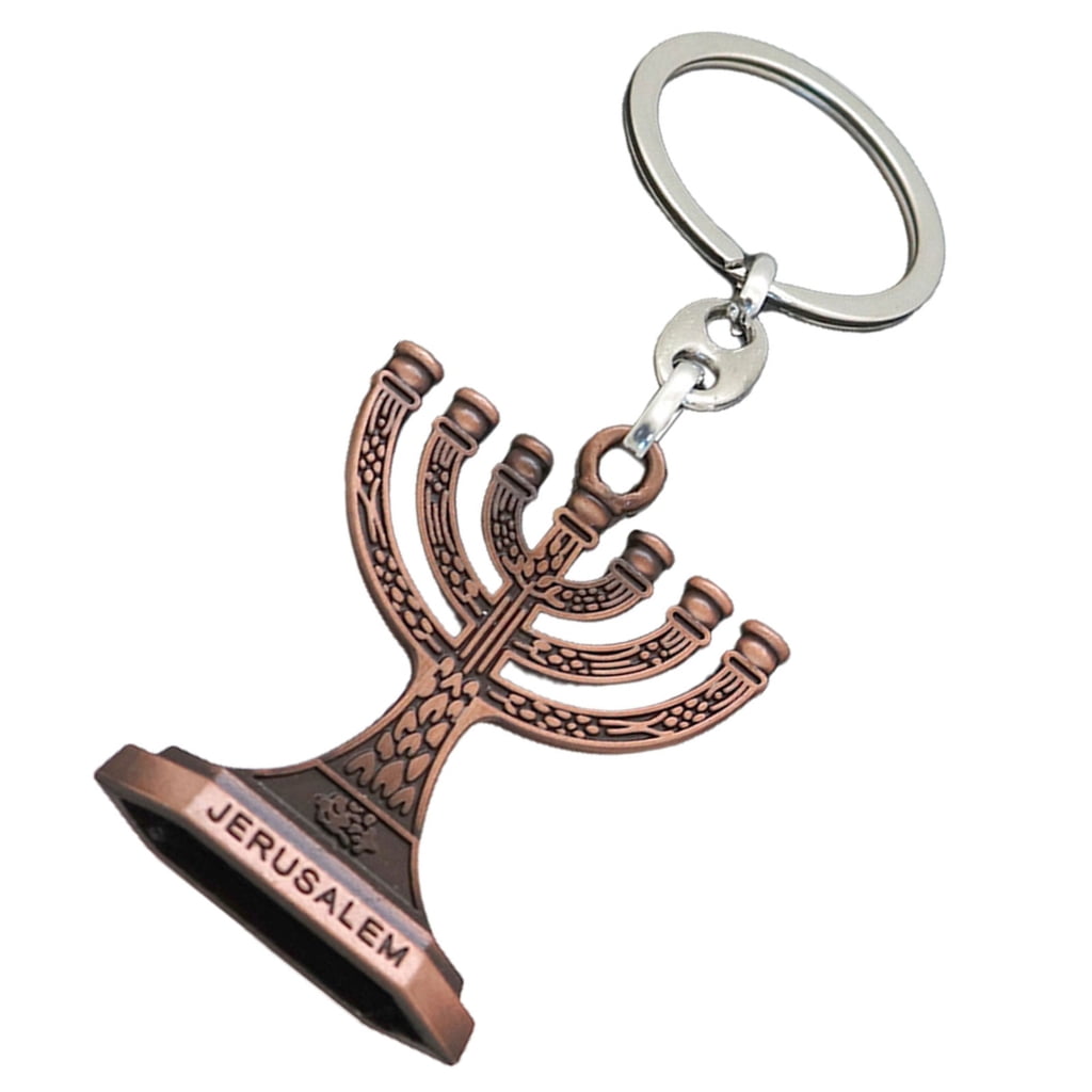 Traditional Menorah 7 Branch Jewish Candle Holder Keychain 12 Tribes of ...