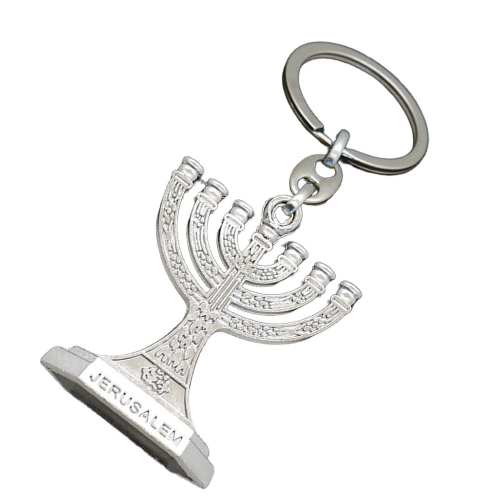 Traditional Menorah 7 Branch Jewish Candle Holder Keychain 12 Tribes of ...