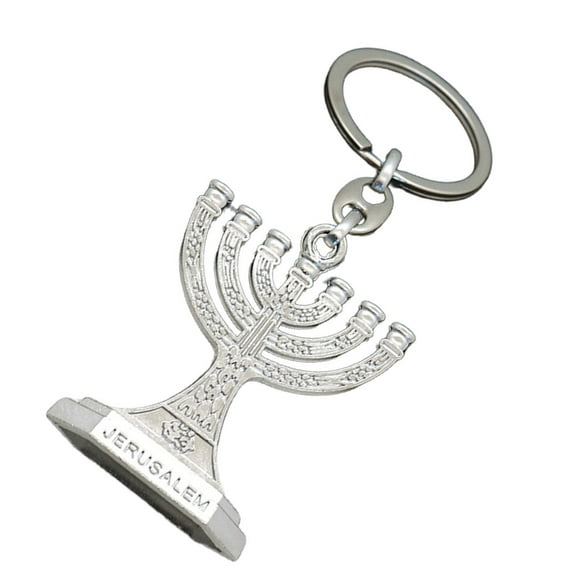 Traditional Menorah 7 Branch Jewish Candle Holder Keychain 12 Tribes of ...