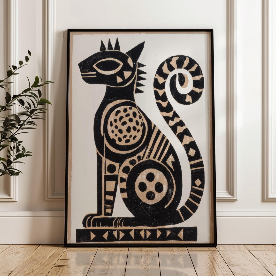 Traditional Mexican Cat Poster, Black And Gold Folk Art Print ...