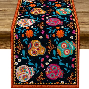 Mexican Fiesta Linen Table Runner(13" x 72"inch), Cinco De Mayo ...