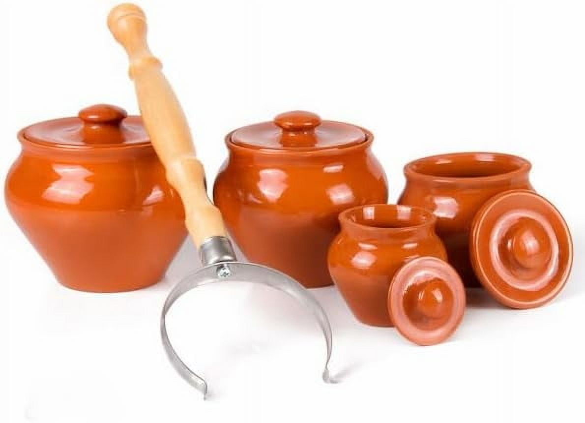 Traditional Natural Clay Stoneware Baking Pots with Lids – Handcrafted ...