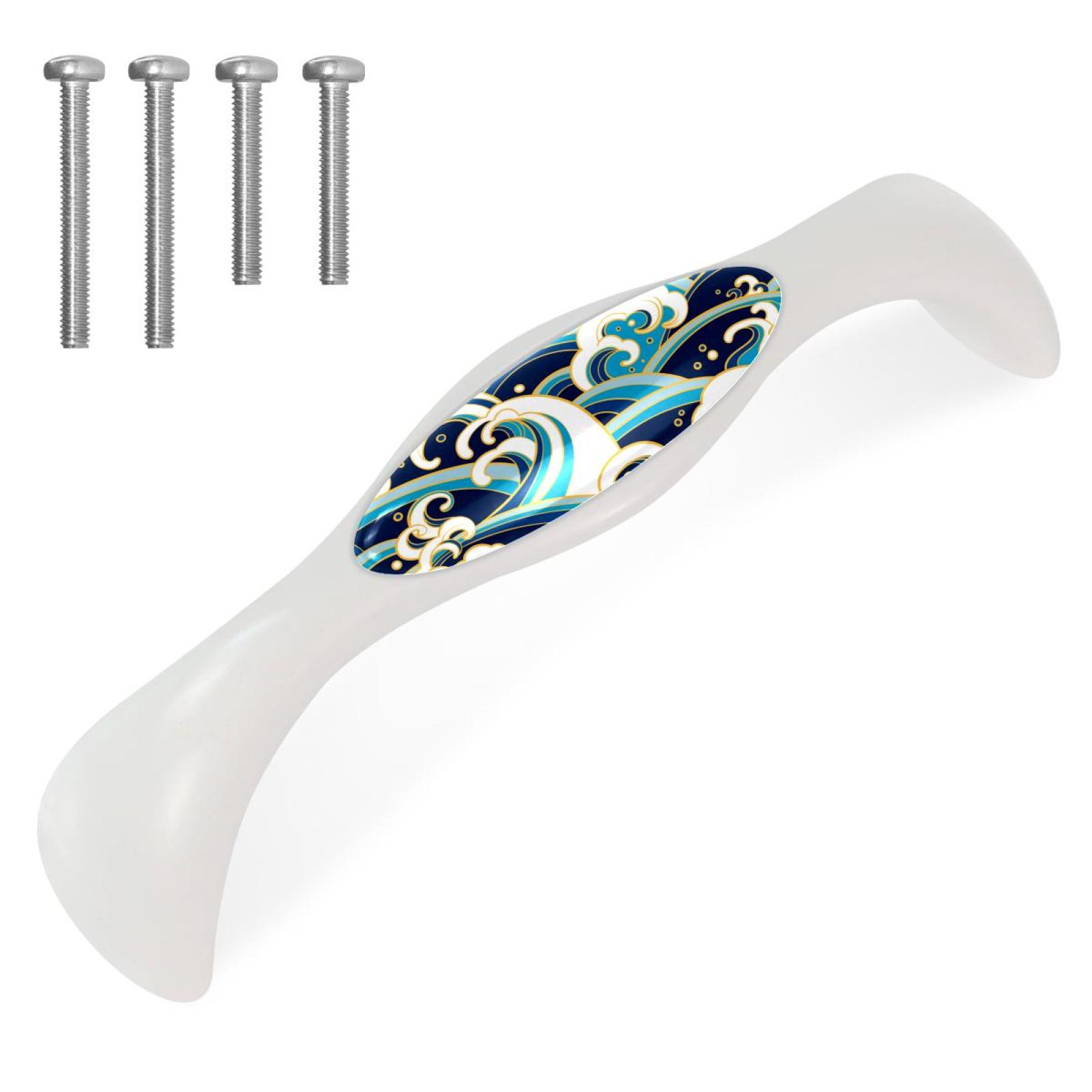 Traditional Ocean Knob 4 Pack Arched Drawer Pulls Crystal Glass White ...