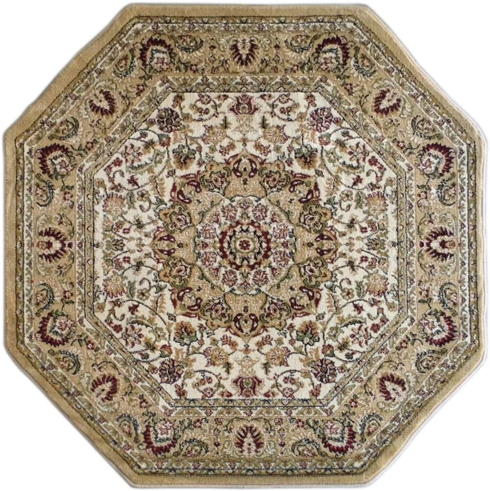 Traditional Octagon Area Rug Design Bellagio 401 Ivory (5 Feet 3 Inch x ...