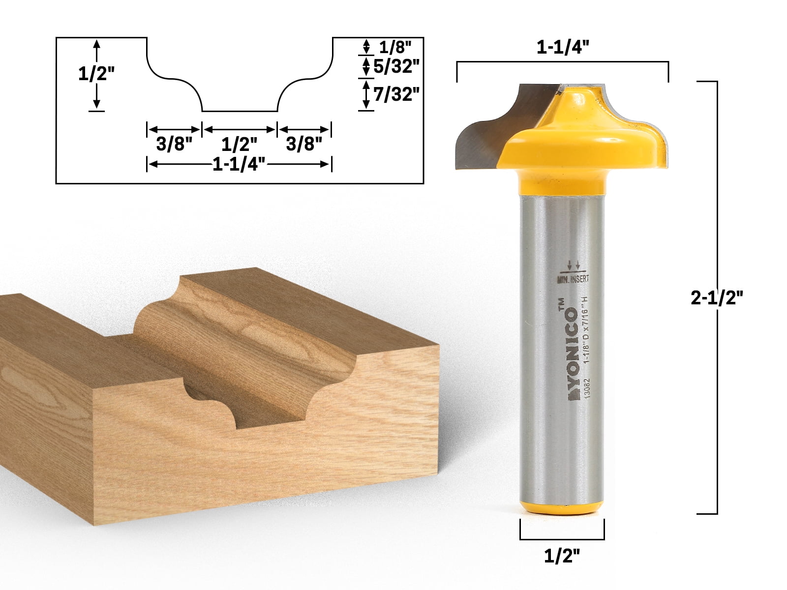 Traditional Ogee CNC Cabinet Door Rail & Stile Router Bit - 1/2" Shank ...