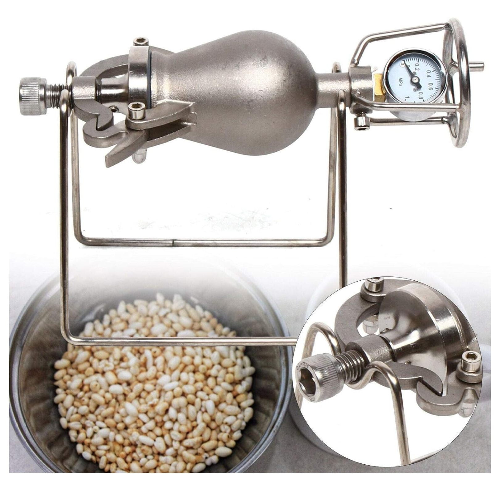 Traditional Old-Fashioned Popcorn Machine, Mini Hand Crank Stainless ...