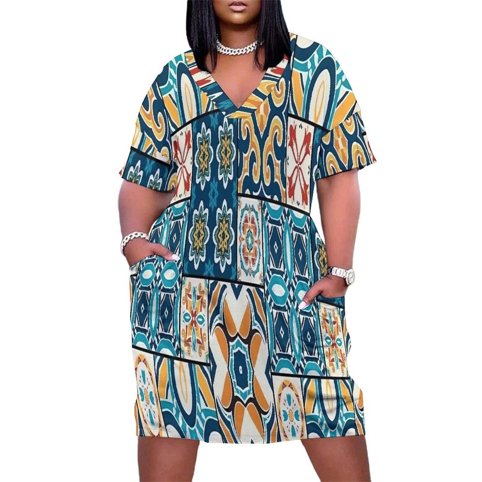 Traditional Ornate Portuguese Pattern Summer Dresses for Women Plus ...