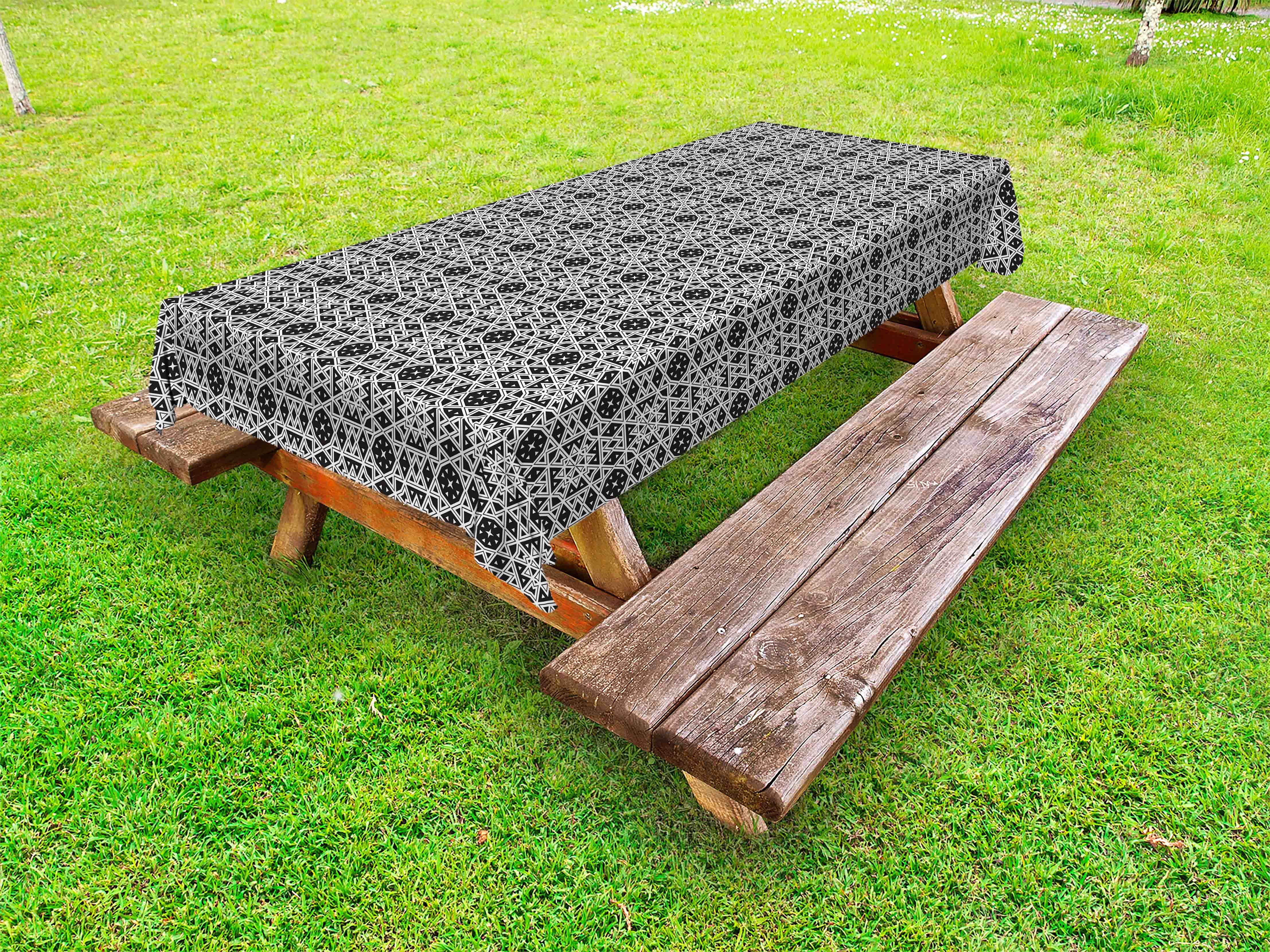 Traditional Outdoor Tablecloth, Medieval Ethnic Geometric Tiles ...