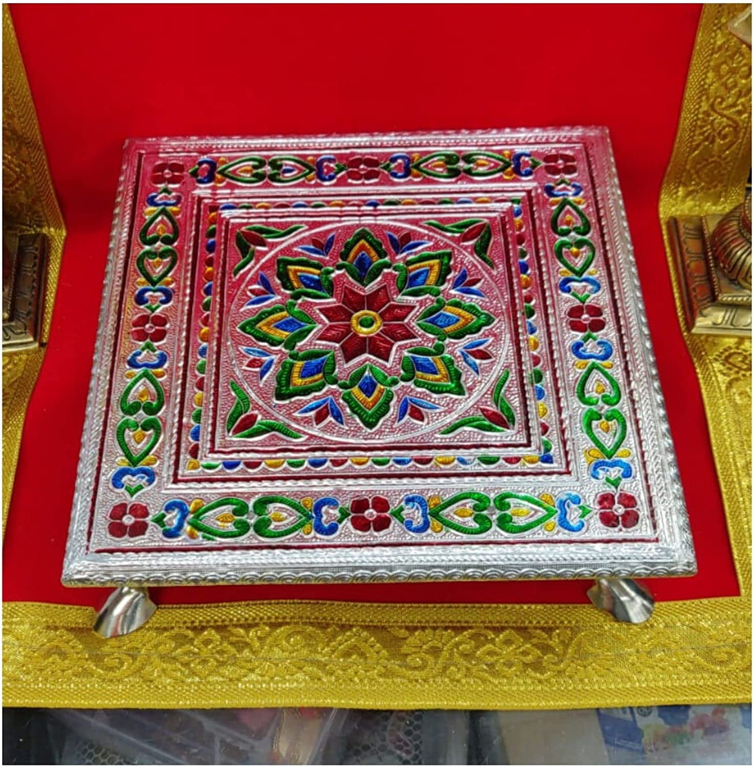Traditional Oxidized Bajot Handmade Meenakari Bajot Indian Chowki Pooja ...