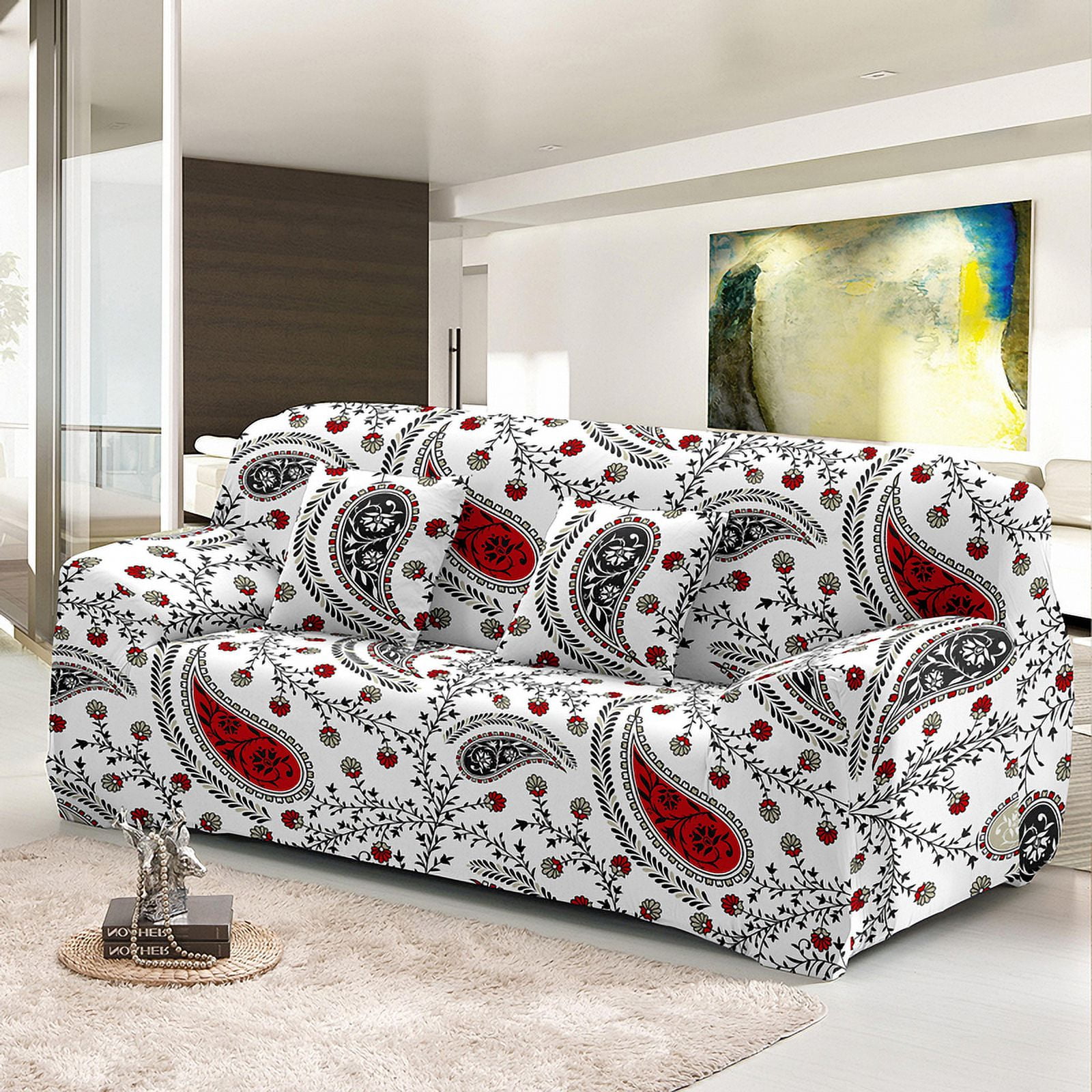 Traditional Paisley Flowers Elastic Sectional Sofa Cover For Living ...