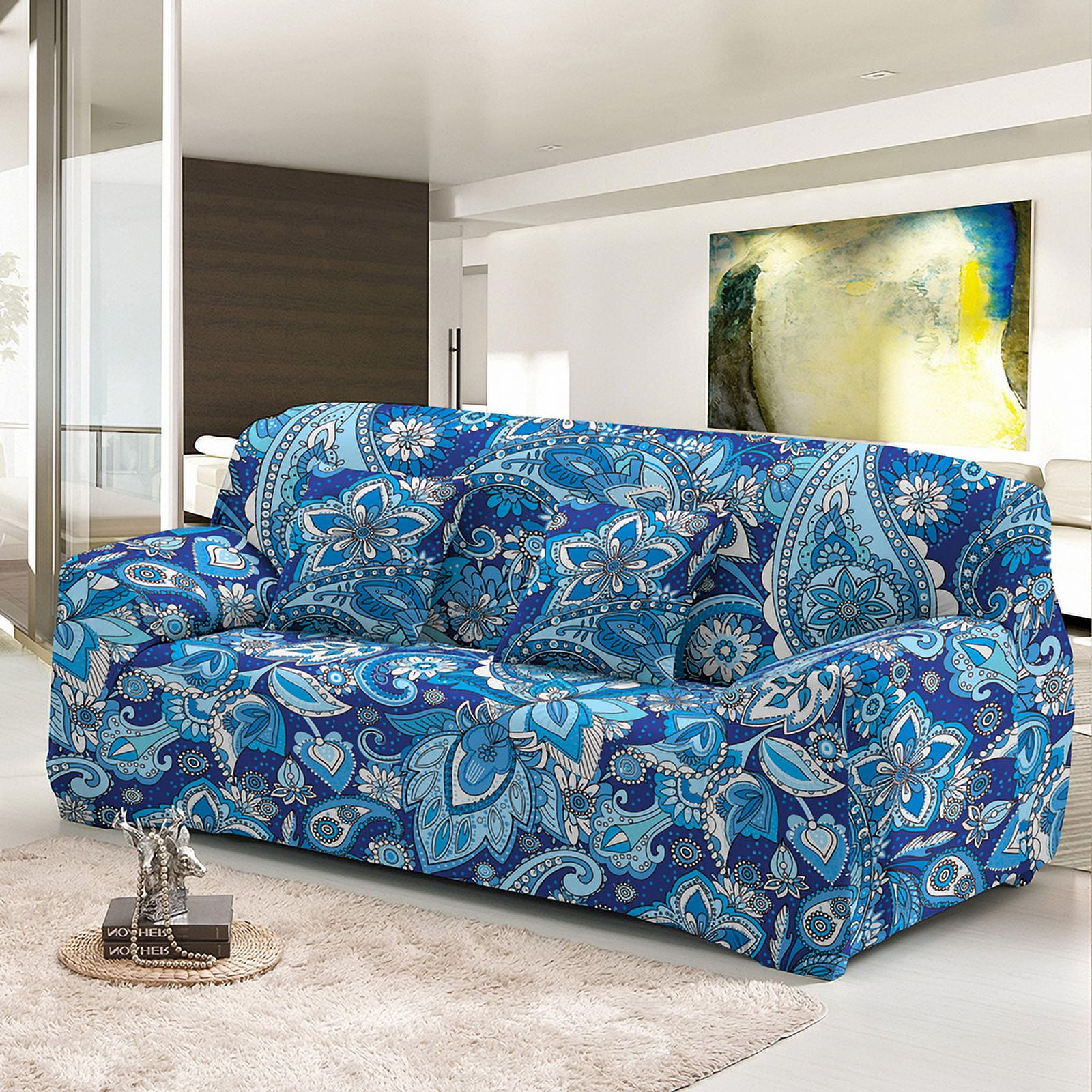Traditional Paisley Flowers Elastic Sectional Sofa Cover For Living ...