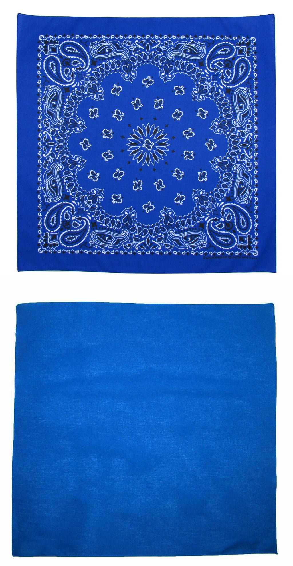 Traditional Paisley and Solid Color Double Sided Blue Bandanas USA Made ...