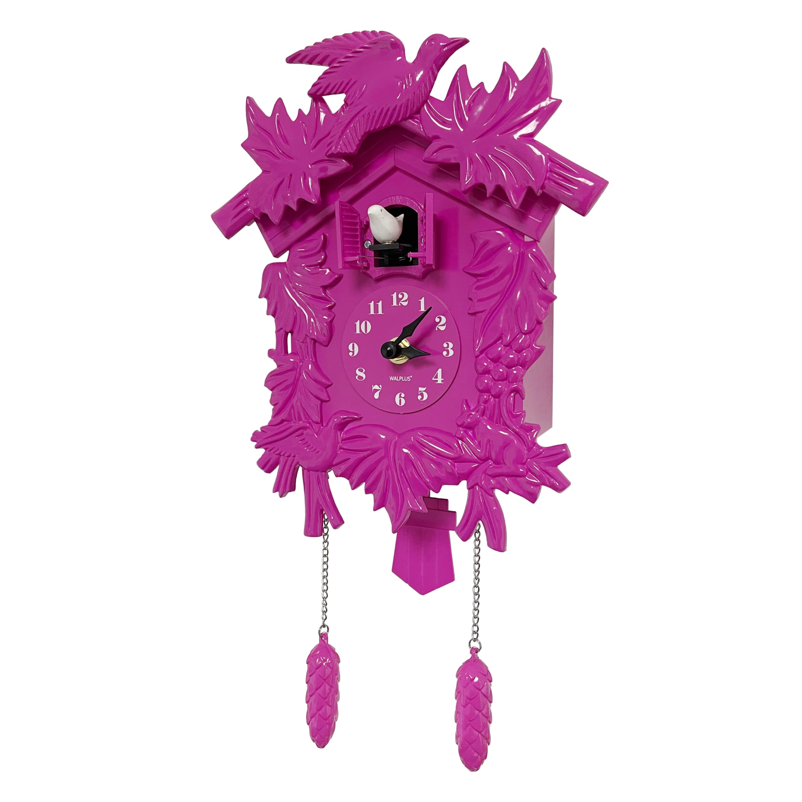Traditional Pink Cuckoo Wall Clock with Chiming Bird, Decorative ...