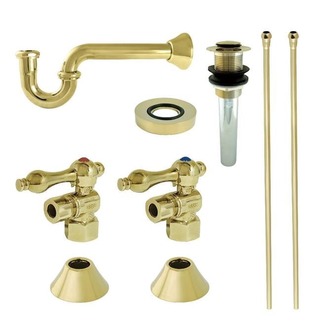 Traditional Plumbing Sink Trim Kit with P-Trap & Drain, Polished Brass ...