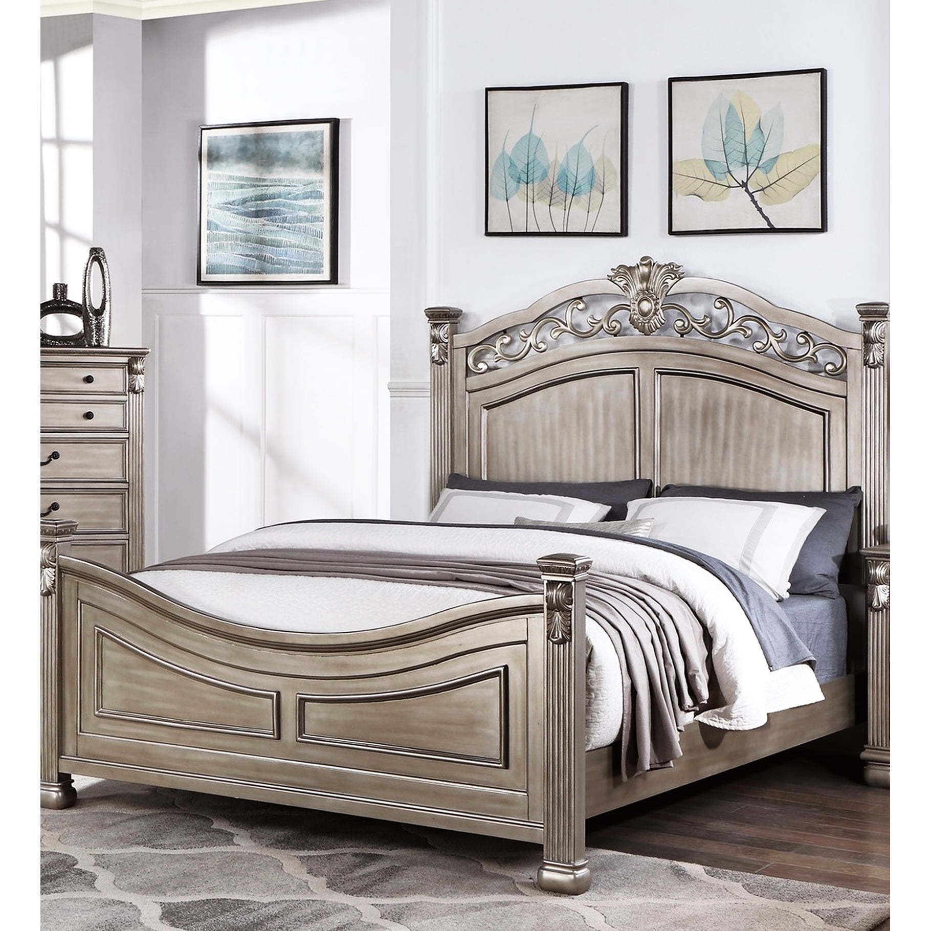 Traditional Queen Bed In Antique Champagne, American Grace And ...