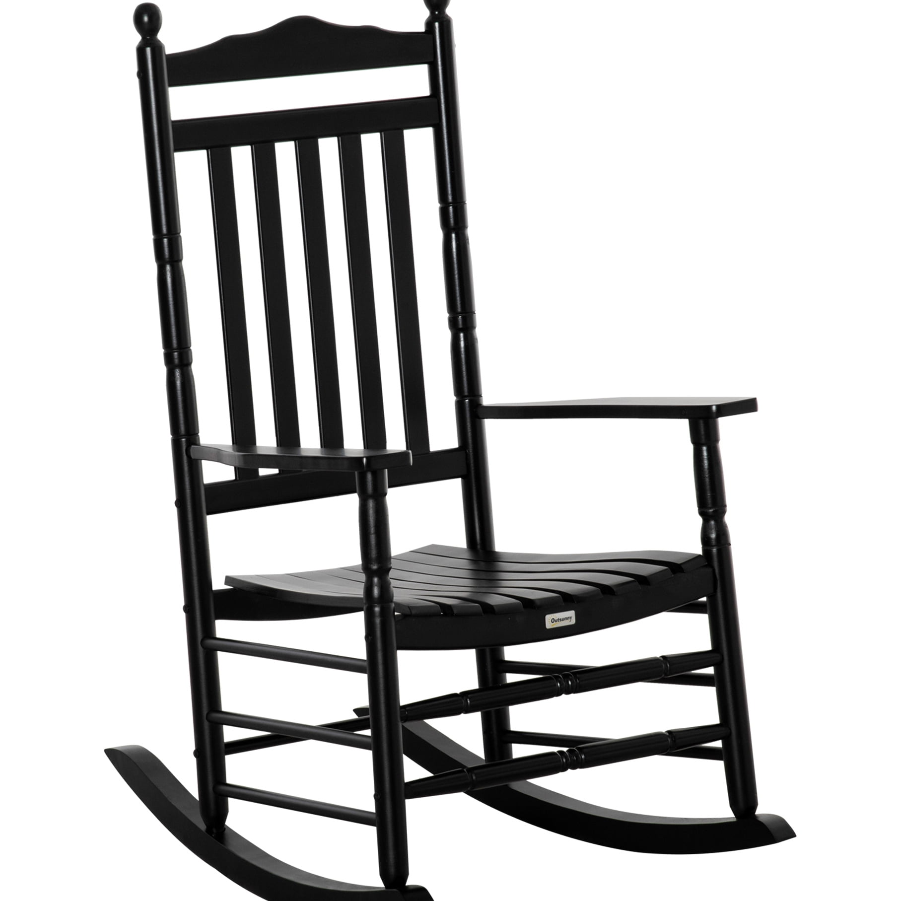 Traditional Rocking Chair In Black Wood, Porch, Indoor/outdoor ...