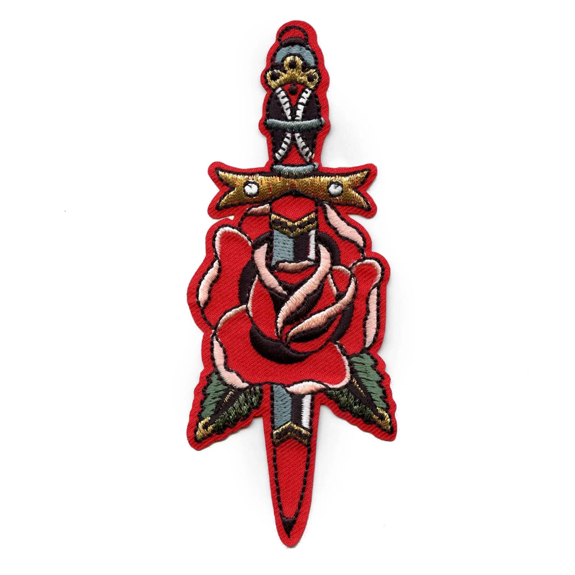 Traditional Rose Knife Tattoo Patch Flower Art Alternative Embroidered ...