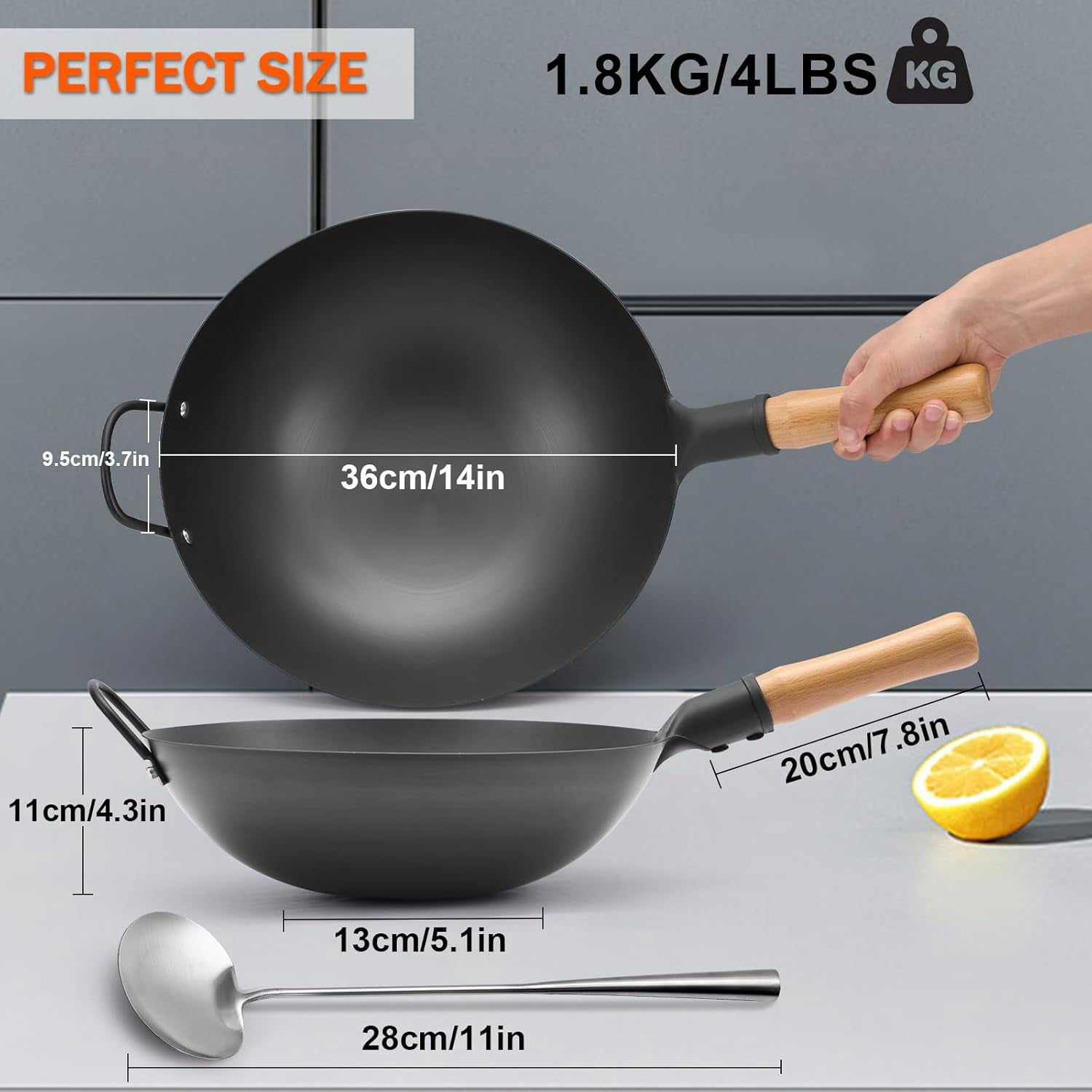 Traditional Round-Bottom Wok, Chef's Professional Stir-Fry Pan with ...