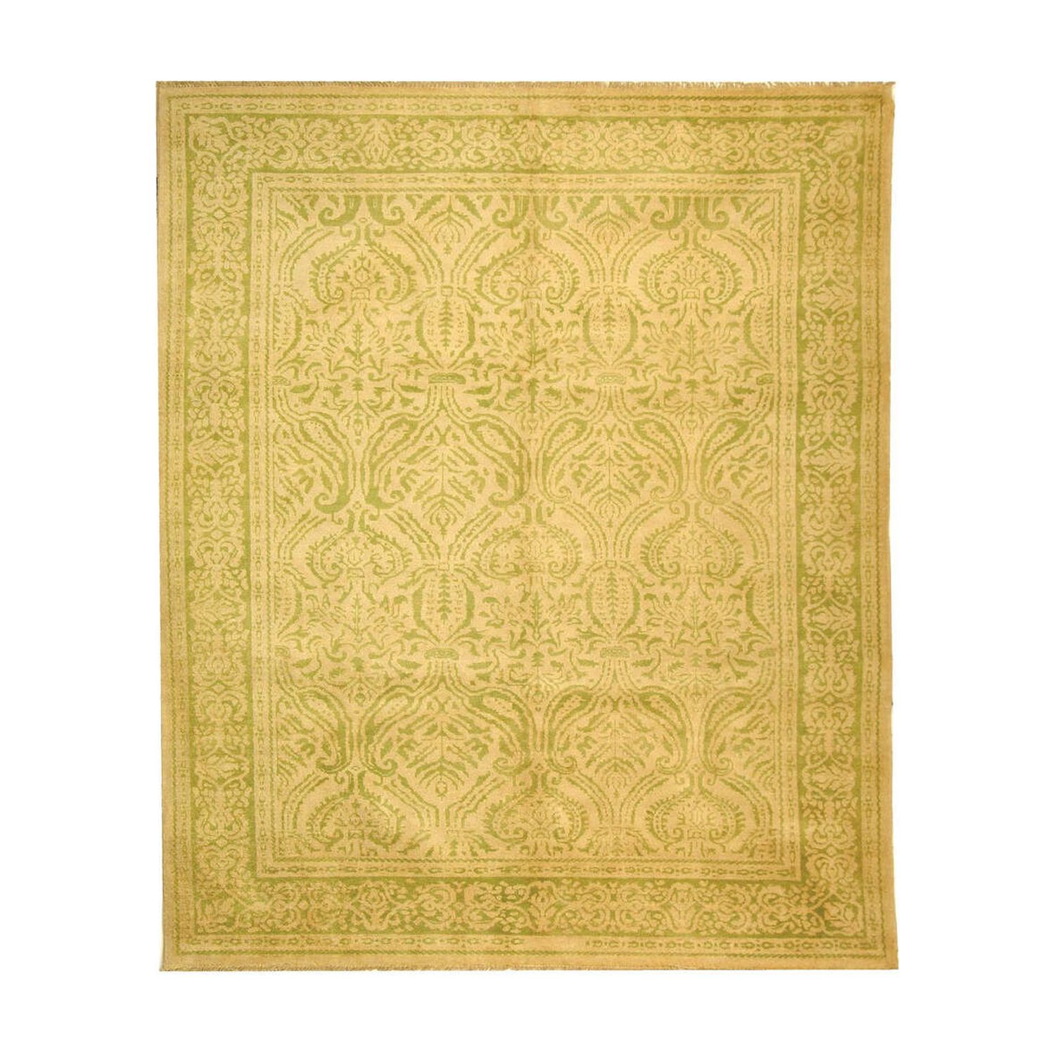 Traditional Rug - Polonaise Wool Pile -Ivory/Lime-Color:Ivory/Lime ...