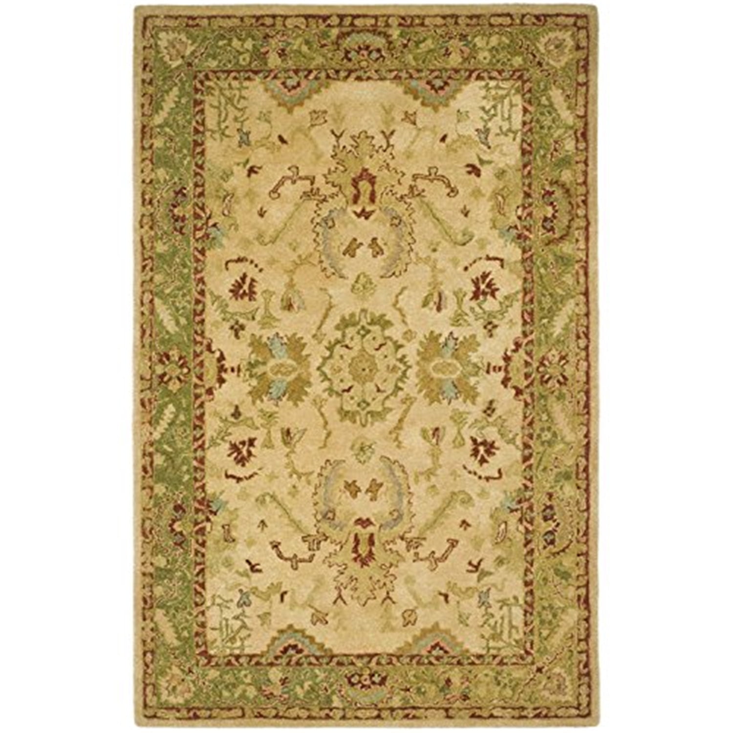 Traditional Rug - Taj Mahal Wool Pile -Taupe/Moss-Color:Taupe/Moss ...