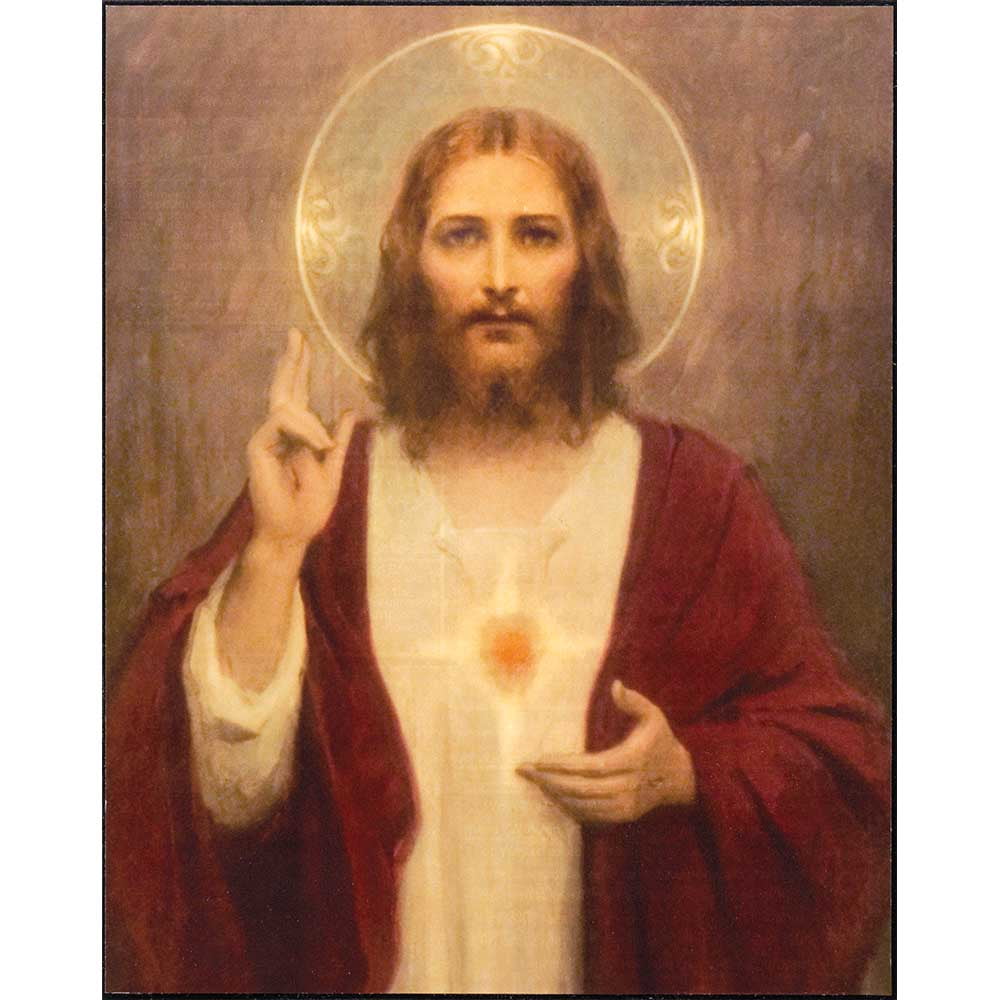 Traditional Sacred Heart Jesus Portrait Golden Halo 8 x 10 Wood Wall ...