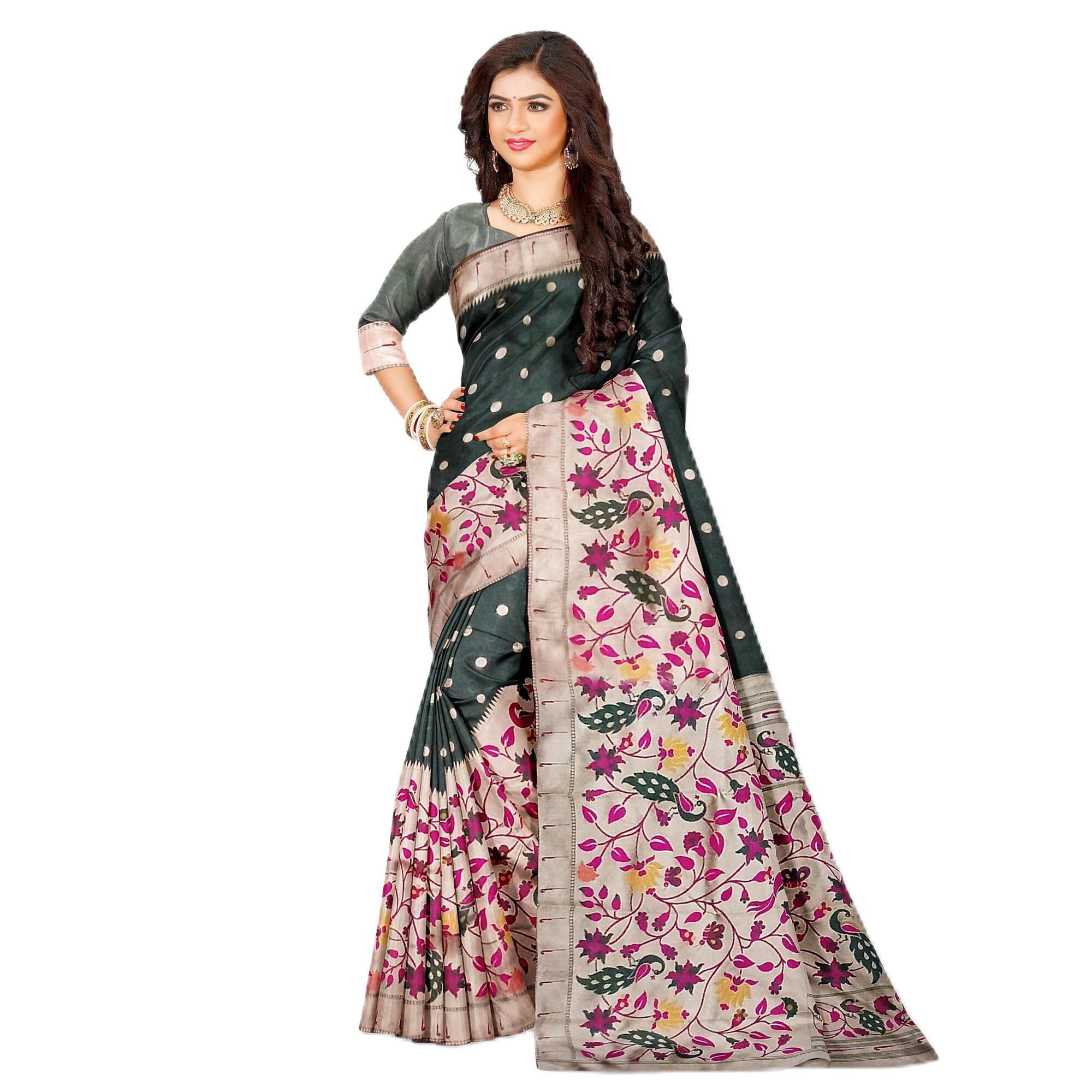 Traditional Sari with Paithani Design and Meena Weaving - Walmart.com