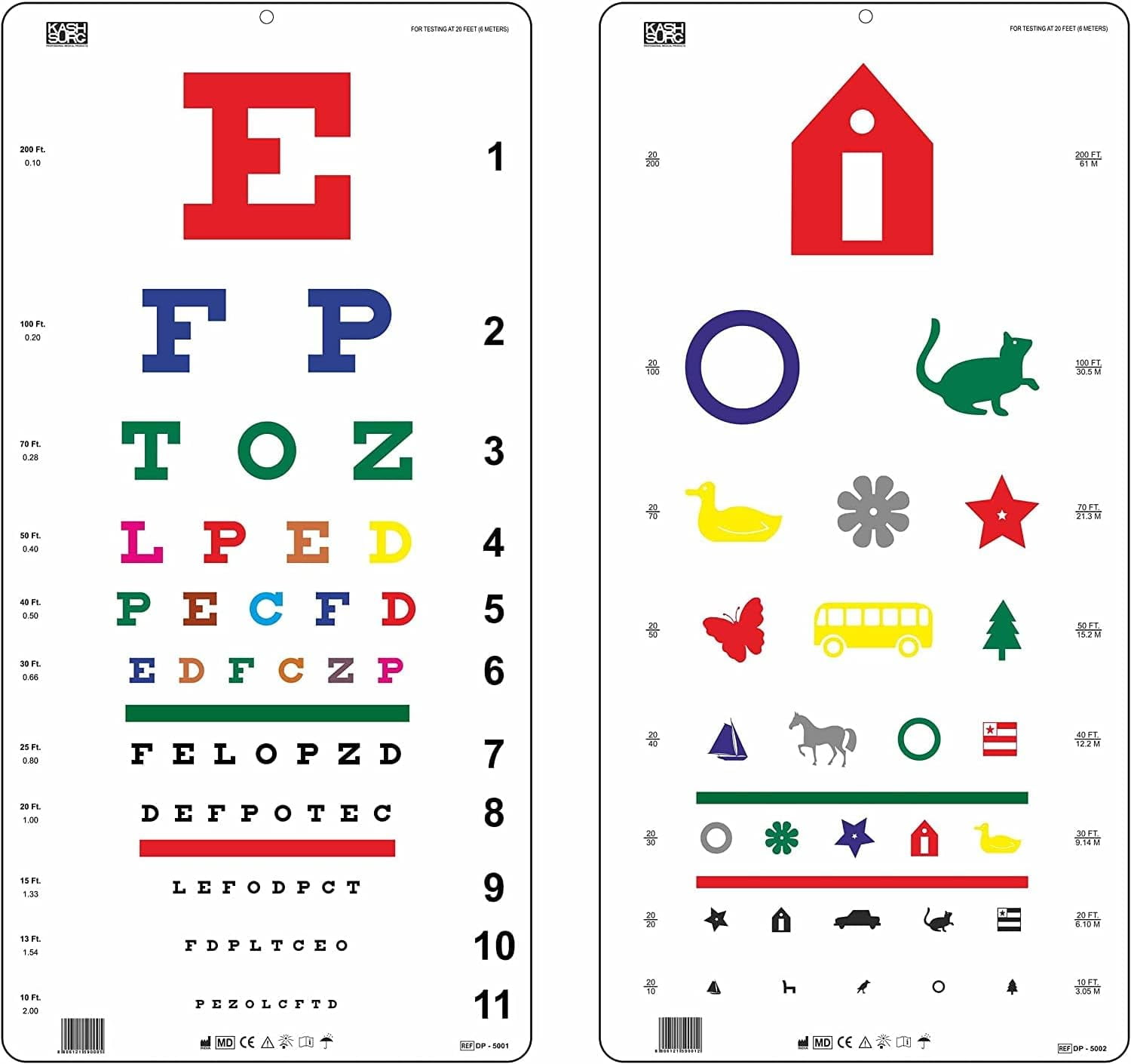 Traditional Snellen Color & Kindergarten Color Distance Vision Eye ...
