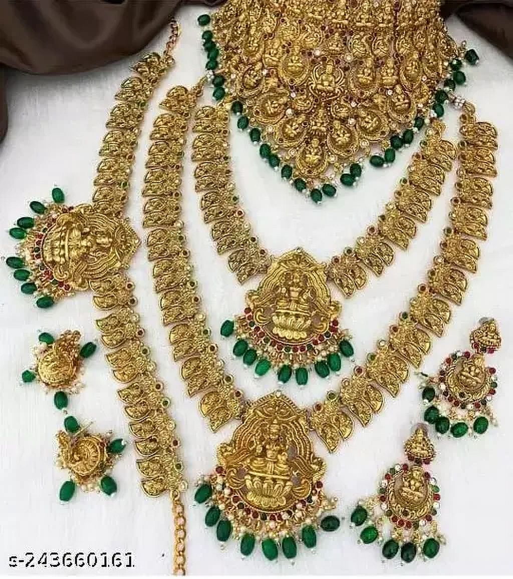 Traditional South Indian Temple Jewellery Laxmi Design Semi Bridal Set ...
