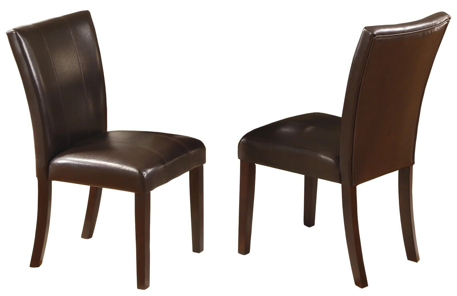 Traditional Style 2pc Set Dining Chairs Rich Brown Faux Leather ...