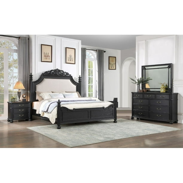 Black solid wood bedroom furniture store