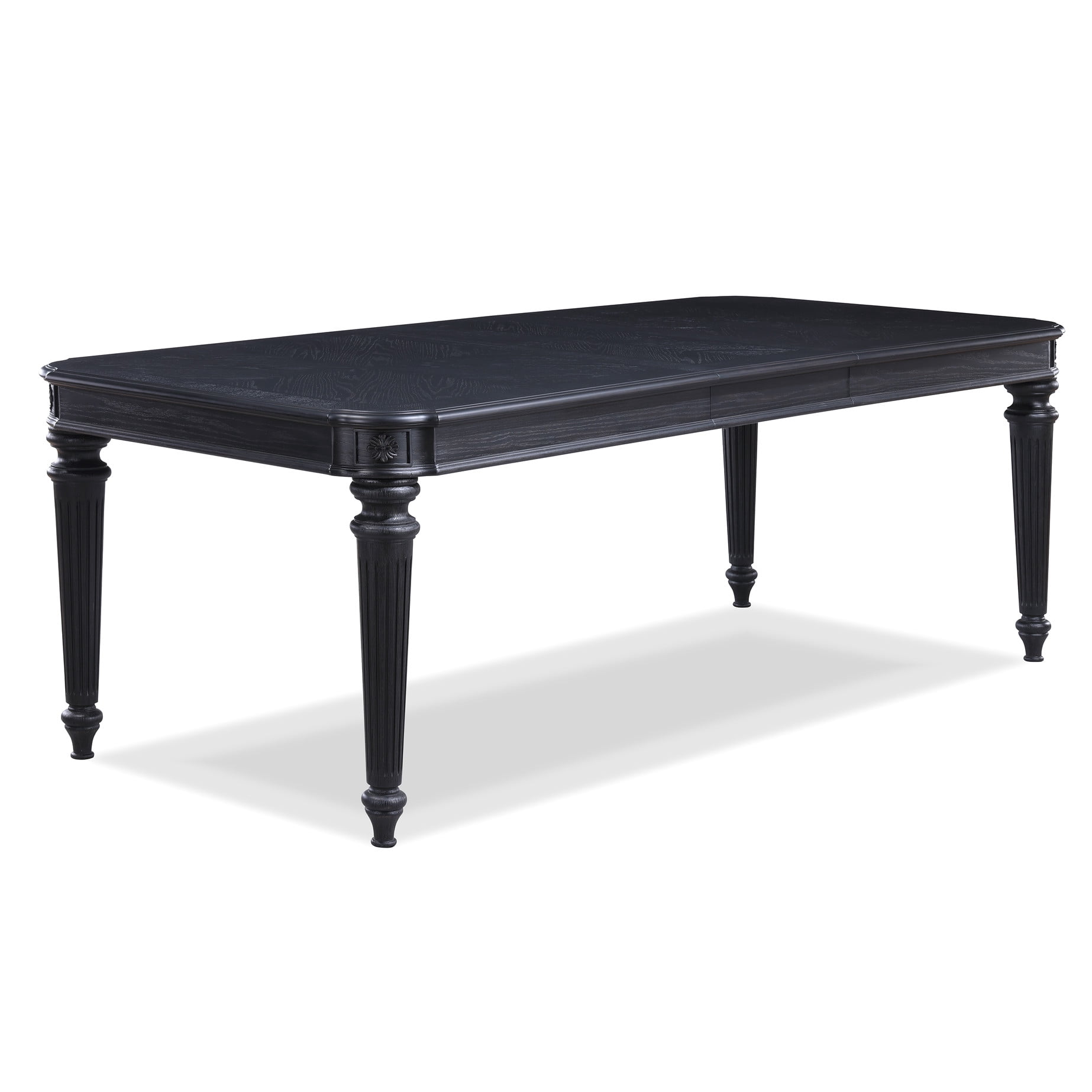 Traditional Style Dark Brown Dining Table, 18" Extension Leaf, Formal ...