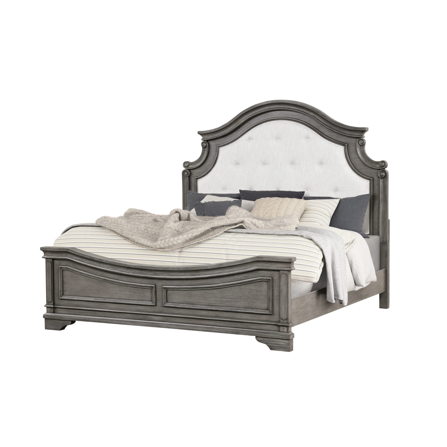 Traditional Style Queen Bed with Wood Frame | Massive Picture Frame ...