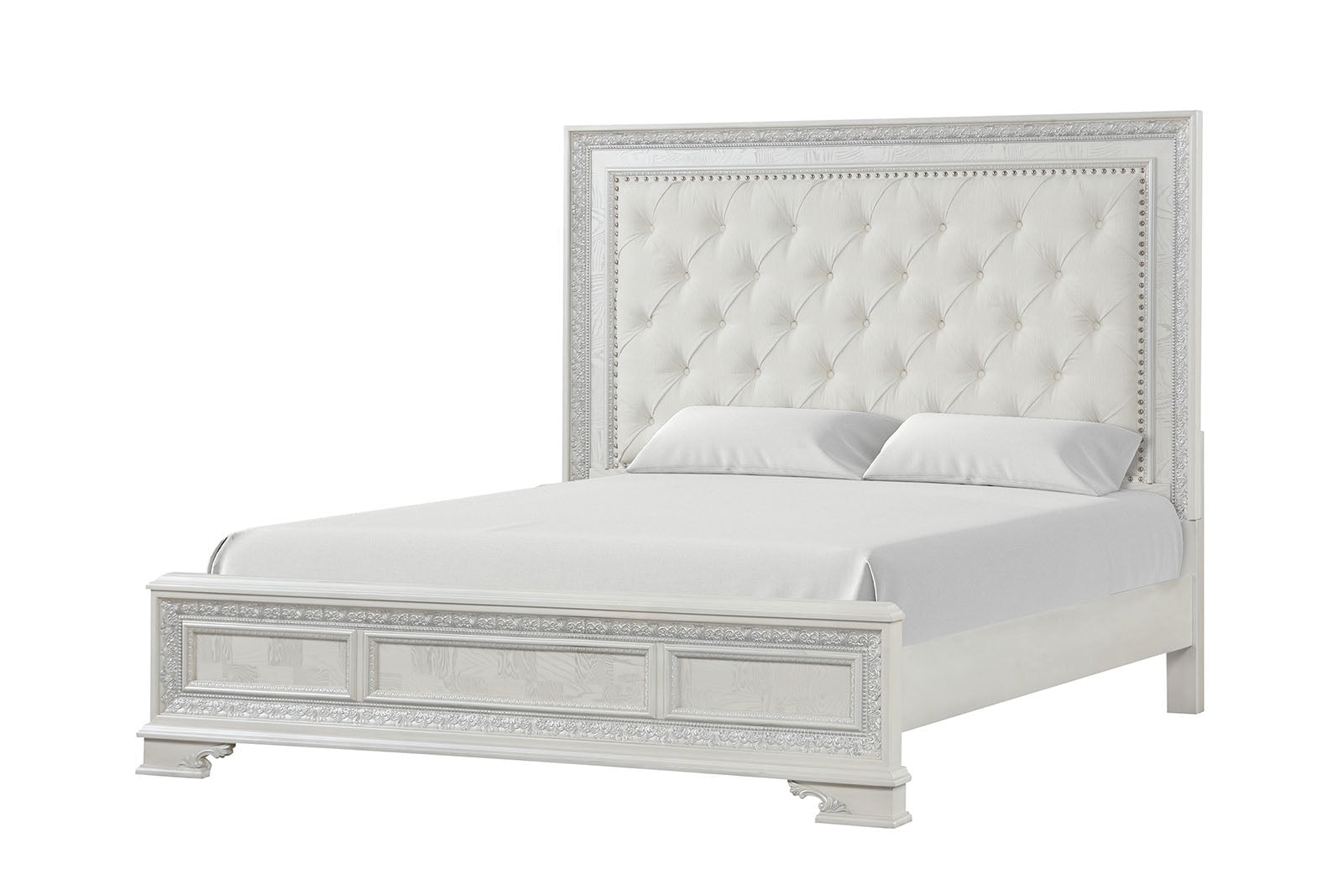 Traditional Style Queen Size 1pc Bed Set Diamond Tufted Creamy White ...
