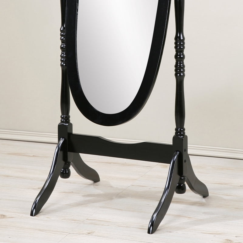 Traditional Style Wood Floor Mirror, Black Finish - Walmart.com