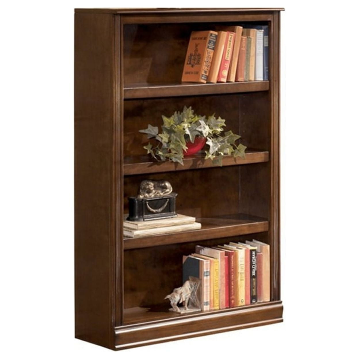 Traditional Style Wooden Bookcase with 4 Tier Shelf Setup, Brown ...