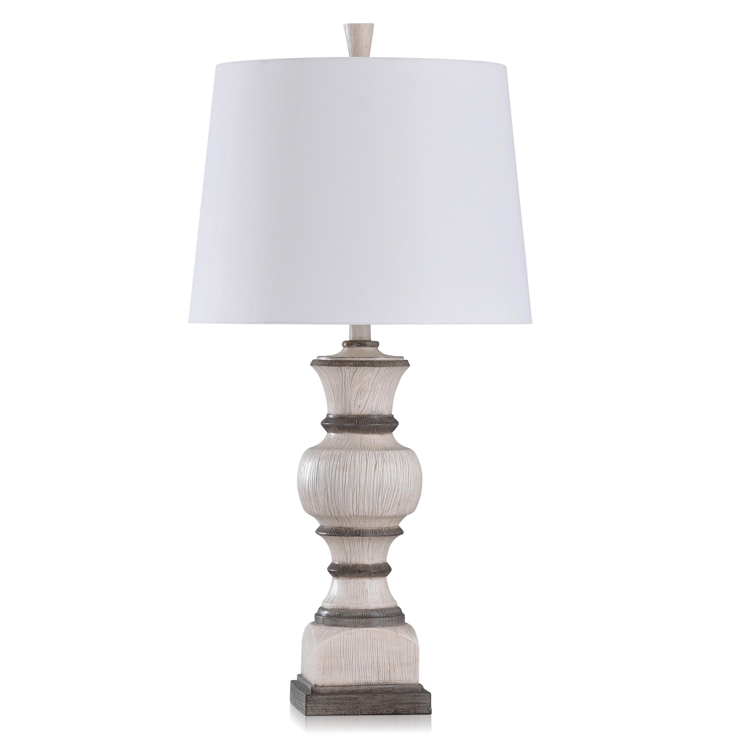 Traditional Table Lamp - Wood Grain Texture Finished - Eggshell & Ash ...